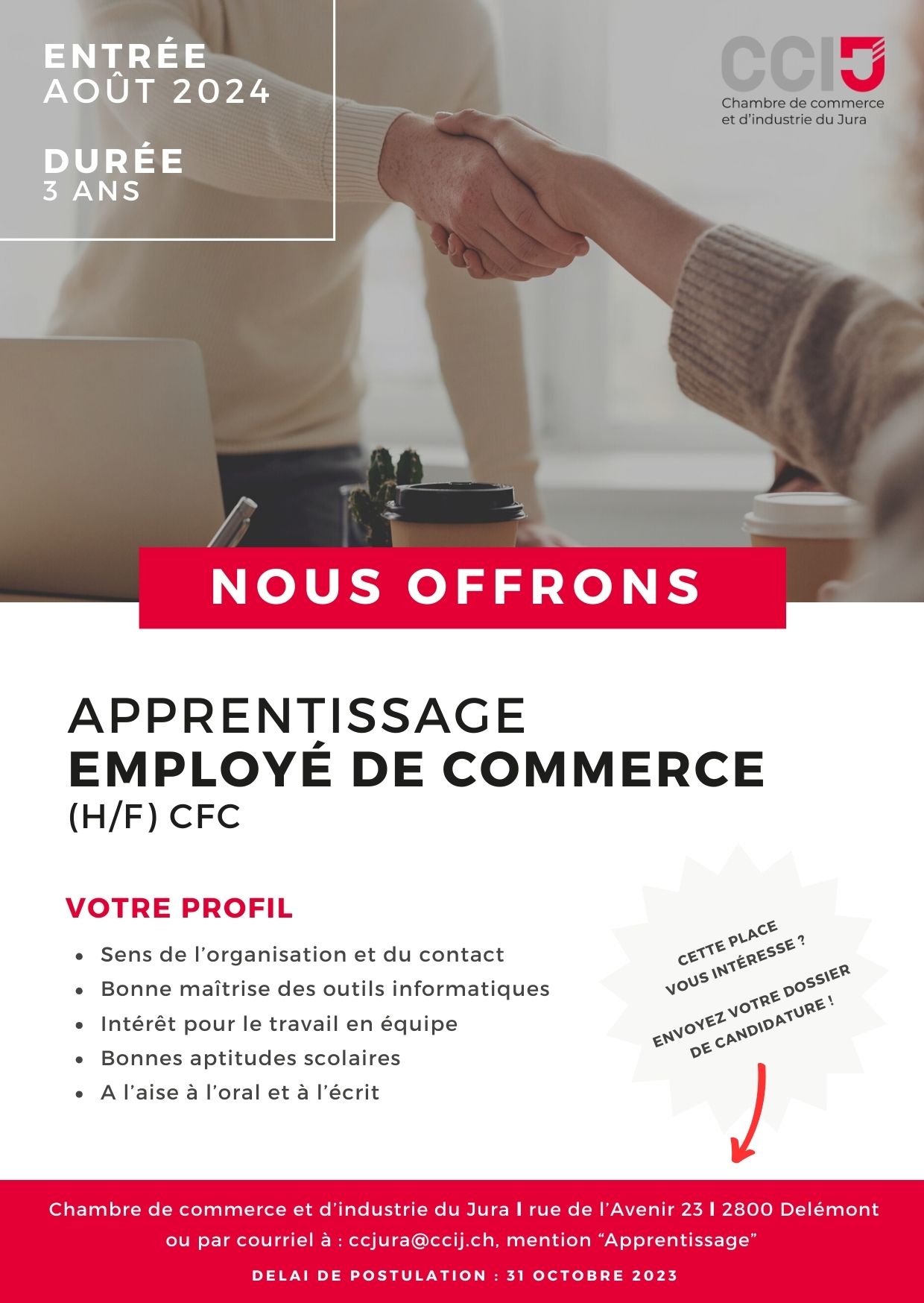 Offre d'emploi - apprentissage employé de commerce - Chambre de ...